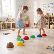 Costway 8 Kus balančních kamenů, půlkulaté míče na jógu z PVC s protiskluzovým