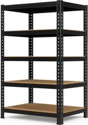Regál 180x90x40 cm lakovaný 5-policový, nosnost 1000 kg - černý