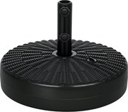 Podstavec pro slunečník Outsunny kulatý pro tyče Ø38/48 mm plnitelný 22 kg vody a 29 kg písku s ratanovým designem Ø51x36 cm Černý | Aosom
