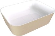 Polysan Banera - Umyvadlo na desku 50x35 cm, bez přepadu, bez otvoru pro baterii, matná béžová/bílá 14596.82
