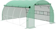 Outsunny Poly Túnel Skleník 4 x 3 x 2 m Skleník pro chůzi s Roll-up Kryty Filmový Túnel UV Ochrana Zelené Ocelové Trubky | Aosom