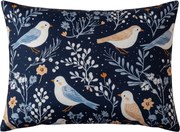 Povlak na polštář z mikrovlákna DENIM BIRDS 50x70 cm, modrý