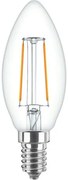 LED žárovka E14 Philips Classic Filament B35 2W (25W) teplá bílá (2700K), svíčka