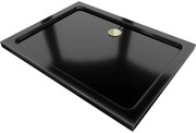 Mexen Flat obdélníková sprchová vanička slim 120 x 90 cm, černá, sifon zlatý - 40709012G