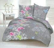 KARO Ložní souprava 200x220 732a šedí motýli barevné knoflíky ornament bavlna