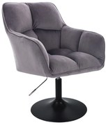 LuxuryForm DESIGN Otočné křeslo AMALFI VELUR na černém talíři - tmavě šedé
