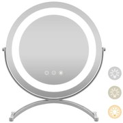 Kosmetické zrcadlo s LED osvětlením, stmívatelné, bílé, průměr 30 cm HU10611DE-WH