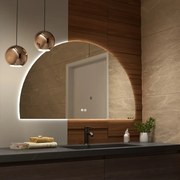 Erga Kori, půlkruhové LED zrcadlo 70x120cm, 2760 lm, 3 barvy světla, ERG-V01-KORI-7012-CL