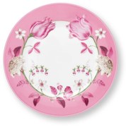 Pip Studio Jolie Tulip talíř ∅23cm, růžový (talíř z tenkostěnného porcelánu)
