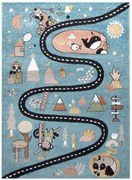 Dywany Łuszczów, Dětský kusový koberec Fun Route Street animals blue, 80x150, modrá, dětský pokoj