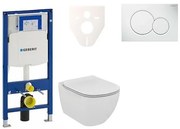 Cenově zvýhodněný závěsný WC set Geberit do lehkých stěn / předstěnová montáž+ WC Ideal Standard Tesi 111.300.00.5NE1