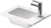 Duravit ME by Starck - Umývátko 43x30 cm, bez přepadu, otvor pro baterii vpravo, DuraShield, bílá 072343AA41