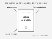 KOŘENÍ NA ŠPAGETY - omyvatelná samolepka na kořenky, výběr rozměrů Ø 5 cm / 5 x 5 cm / 6 x 8 cm | DomaLEP tvar: OBDÉLNÍK, barva: BÍLÁ - ČERNÉ písmo, velikost: š. 6 cm x v. 8 cm - tučné písmo