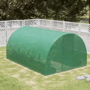 Outsunny skleník cca 4 x 3 x 2 m, fóliový skleník se zamykatelnými dveřmi s dorazem, 8 oken s rolovacím síťováním, podpěrné tyče