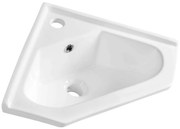 Aqualine - Umyvadlo rohové 41x18x41 cm, s přepadem, otvor pro baterii, bílá 1601-40