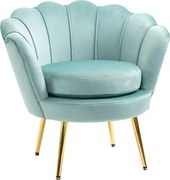 HOMCOM Vintage design křeslo v modrém sametu, vysoké křeslo do ložnice 76x67x74 cm, zelené | Aosom