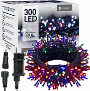 LED světelný řetěz - 17,5m, 300LED, 8 funkcí, IP44, multicolor