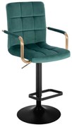LuxuryForm DESIGN Barová židle VERONA GOLD VELUR na černé kulaté podstavě - zelená