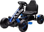 Motokára s pedály, šlapací auto pro děti s brzdami, protiskluzová kola, kovový rám, 3-6 let, modrá barva
