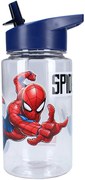 Plastová láhev na pití Spiderman s brčkem a ouškem - 450 ml