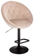 LuxuryForm DESIGN Barová židle VERA VELUR na černé kulaté podstavě - latte