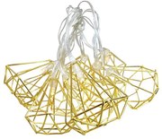 LED světelný řetěz Diamond, 1,6 m, zlatá