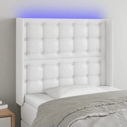 Čelo postele s LED bílé 83 x 16 x 118/128 cm umělá kůže