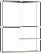 HOMCOM Skříň Otevřená skříň se 4 plátěnými policemi, 3 tyče na oblečení, kovová konstrukce 142x43x185 cm Krémová
