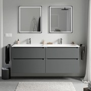 Koupelnová skříňka VIREO 160 cm s umyvadlem z minerálního odlitku CREAM - možnost volby barvy