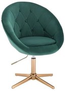 LuxuryForm DESIGN Otočné křeslo VERA VELUR na zlatém kříži - zelené