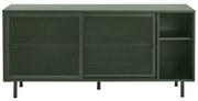 Tmavě zelená kovová nízká komoda s posuvnými dveřmi 160x75 cm Veep – Unique Furniture