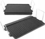 Litinová deska, oboustranná, rošt na gril, ohniště, grilovací pánev 52x25 cm