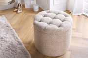 Kulatý taburet Umea s úložným prostorem bouclé šampaňská 50cm