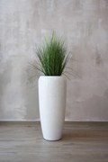 Exkluzivní květináč CAVITA, sklolaminát, výška 75 cm, bílý mramor, lesk