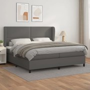 Box spring postel s matrací šedá 200x200 cm umělá kůže