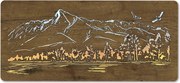 Li-Go "Hory s ptáky" světelný obraz s baterií 110x50cm varianta ovládání: manuál/pohybové čidlo, provedení povrchu: dub světlý