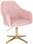 LuxuryForm DESIGN Otočné křeslo ANDORA VELUR na zlatém kříži - světle růžové