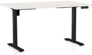 Výškově nastavitelný stůl OfficeTech B, 120 x 80 cm, černá podnož, bílý jasan