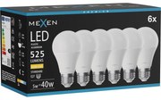 Mexen Nova 6x LED žárovka E27, A60, 5W, Teplá - 3000K, 525 lm - L100-E27-0530-01x06