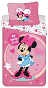 Jerry Fabrics Dětské povlečení 140x200 Mini Minnie Mouse 9503 růžový amarantový hrášek povlak na polštář 70x90