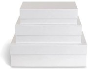 Bílé kartonové úložné boxy v sadě 3 ks s víkem/dekorativní 42,5x29,5x13 cm Kian Paper Laminate – Bigso