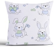 MK Lůžkoviny Bavlněný povlak na polštář Renforcé 40 x 40 cm - Králíčci modré