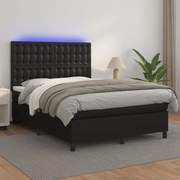 Box spring postel s matrací a LED černá 140 x 190 cm umělá kůže 3135939
