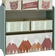 ZONEKIZ Úložný regál na hračky se 6 vyjímatelnými boxy z netkané textilie - organizátor hraček pro děti ve věku 3-8 let do ložnice či školky 63,5x30x6