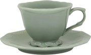 Zelený porcelánový šálek s podšálkem Provence lace verte - 9,5 cm / 180 ml