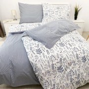 Bavlněné povlečení Herbář Modrý oboustranný Zapínání: knoflík, Velikost polštáře: 50x70, Velikost přikrývky: 140x200