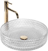 Rea, Umyvadlo na desku Rea Cristal Transparent 39 Gold brush ring, REA-U8881