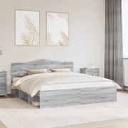 Rám postele Šedá Sonoma 200 x 200 cm Masivní borové dřevo 3412858
