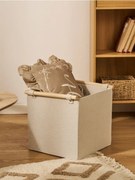 Sinsay - Úložný box s dřevěnými úchyty - šedá