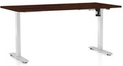 Výškově nastavitelný stůl OfficeTech A, 160 x 80 cm, bílá podnož, wenge